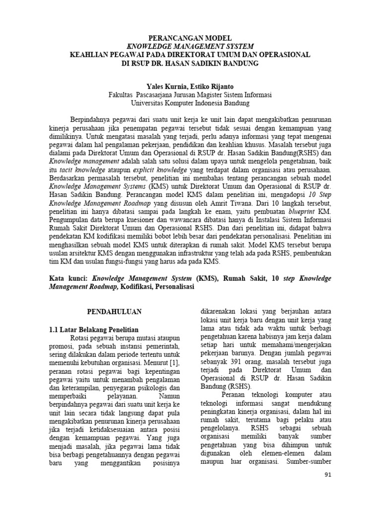 Perancangan Model Knowledge Management System - Yales Kurnia Estiko ...