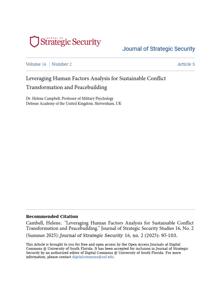 Human Factors Analysis Article | PDF | Peacebuilding | Emotions