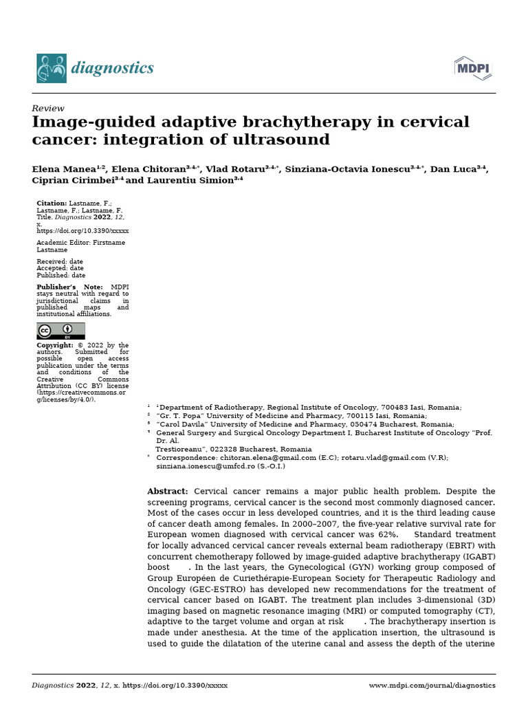 Image-guided Adaptive Brachytherapy in Cervical Cancer Integration of ...