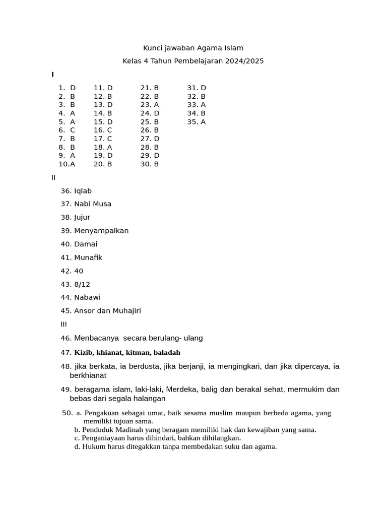 Kunci Asas Kelas 4 | PDF