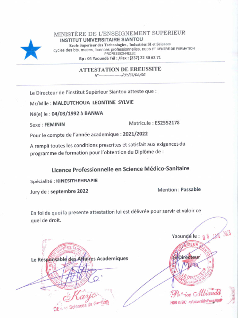 Licence Siantou | PDF