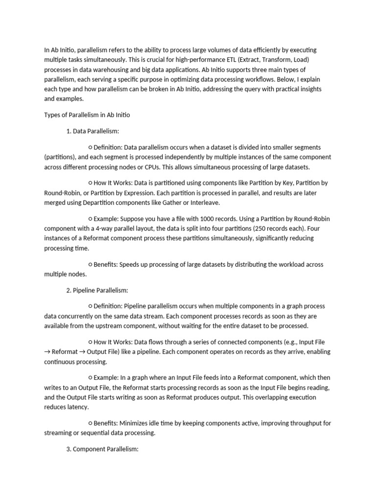 Types of Parallelism in Ab Initio | PDF | Parallel Computing | Input/Output