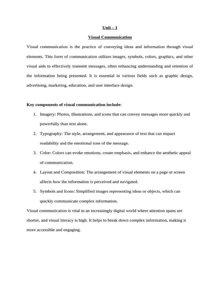 Unit - 1 Visual Communication | PDF | Composition (Visual Arts) | Graphic Design