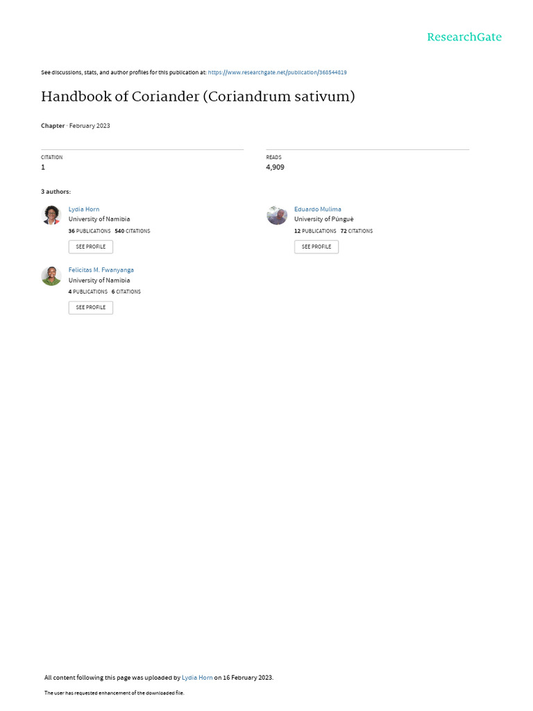 Handbook of Corri and Er 2023 | PDF | Coriander