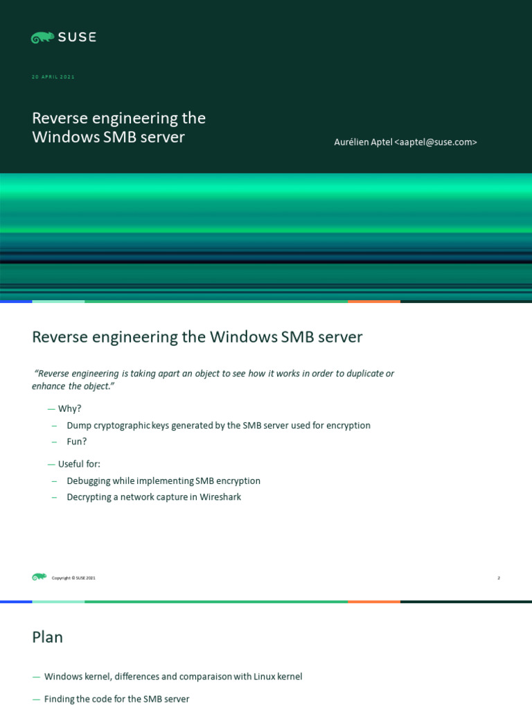 Aptel Reverse Engineering The Windows SMB Server | PDF | Computer Programming | System Software