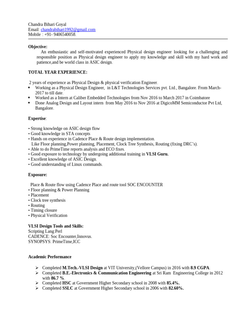 Chandra LTTS PhysicalDesign AB | PDF | Computer Engineering | Digital ...