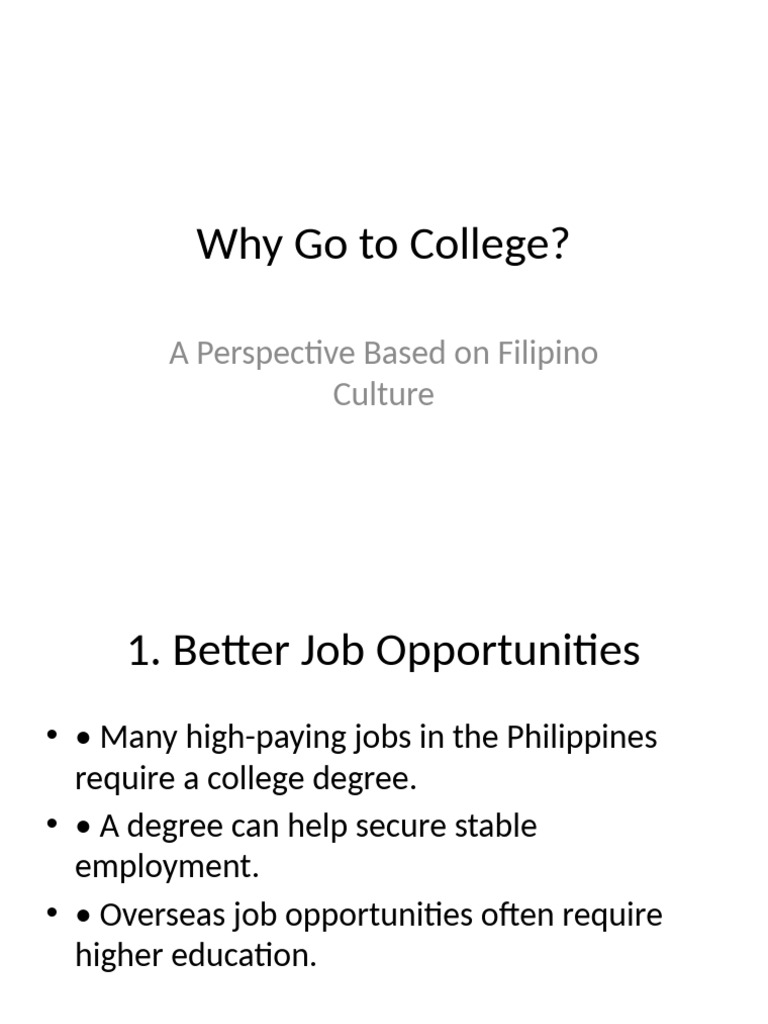 Why Go To College Filipino Culture | PDF