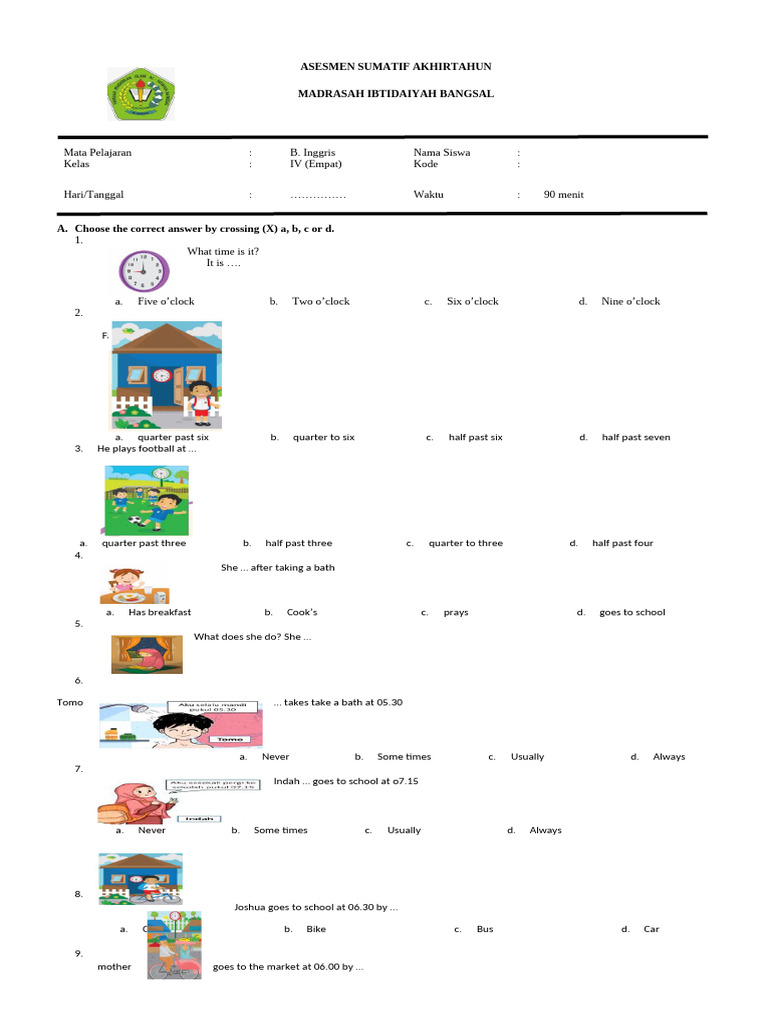 Soal Asat Bahasa Inggris Kelas 4 | PDF