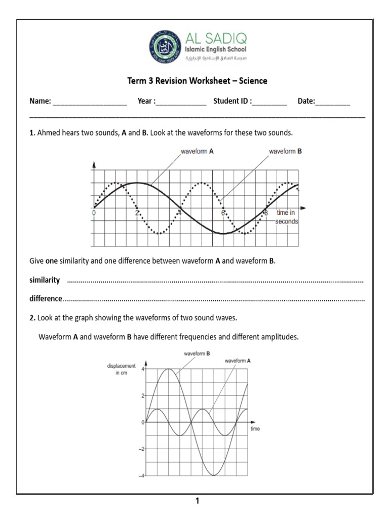 Y7 - Revision Worksheet-2025 11 | PDF | Sound | Frequency