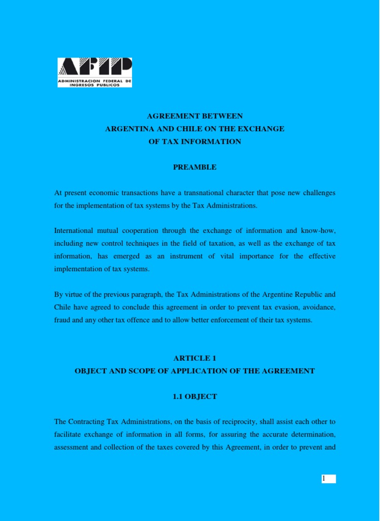 TIEA Agreement Between Chile and Argentina | PDF | Legal Personality | Taxes