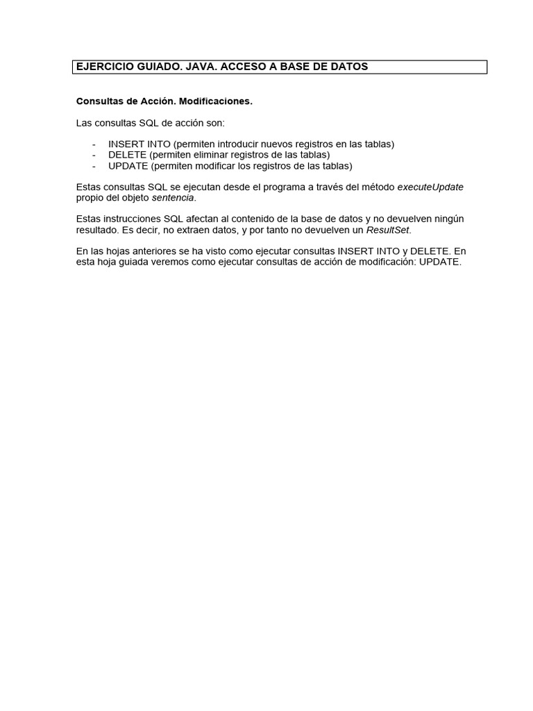 51 Java Acceso BD Modificaciones | PDF | SQL | Software