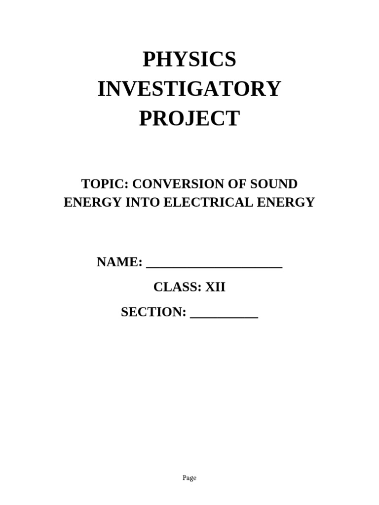 Physics Project Sound To Electric Energy | PDF | Microphone | Piezoelectricity