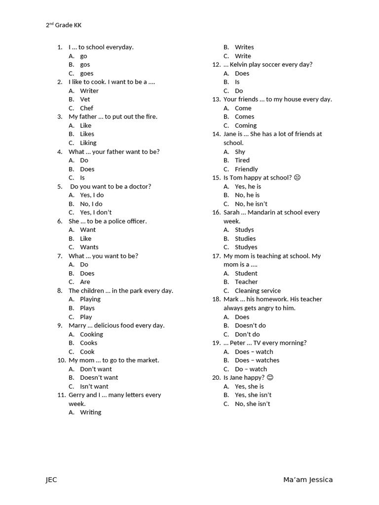 SAT 2 - ENGLISH CODE - 2nd GRADE | PDF