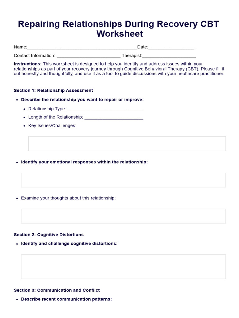 Repairing Relationships in Recovery Worksheet | PDF