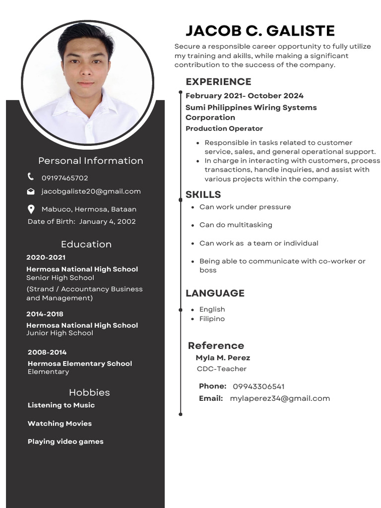 CV Galiste Jacob C. | PDF