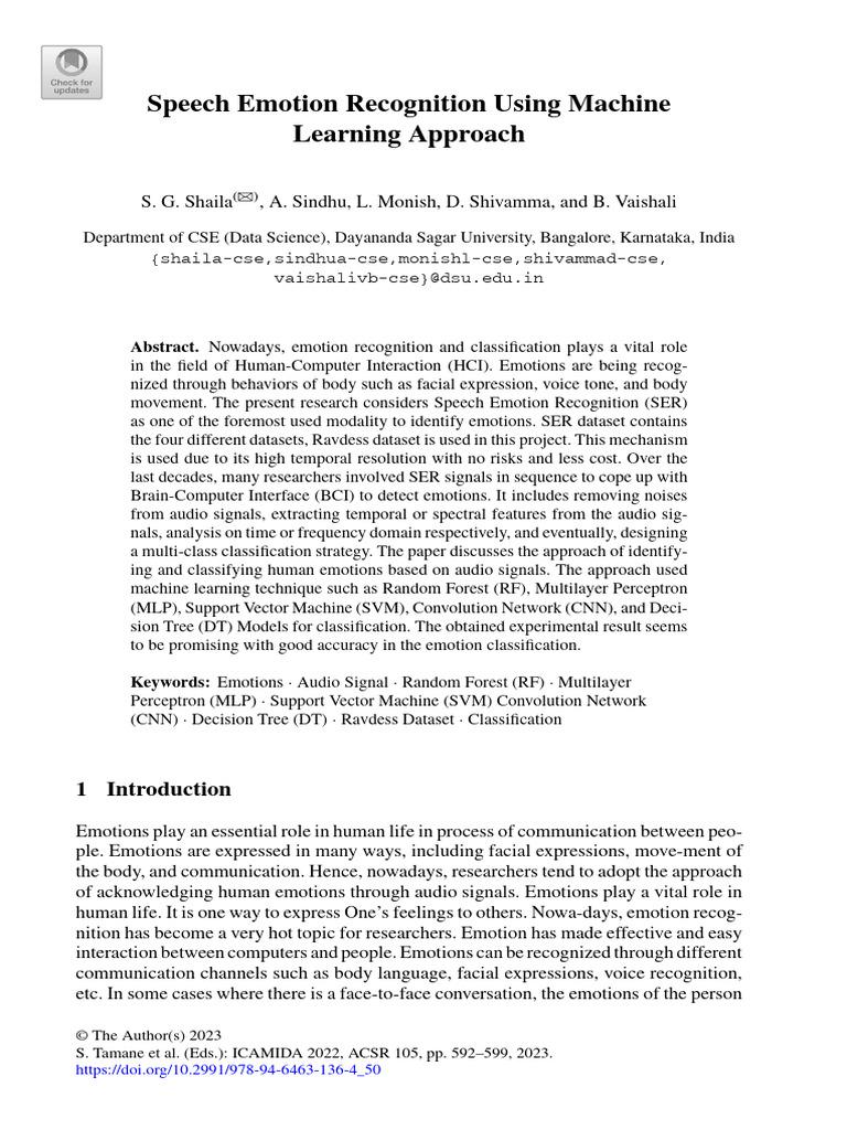 Speech Emotion Recognition Using Machine Learning Pdf Support Vector Machine Deep Learning