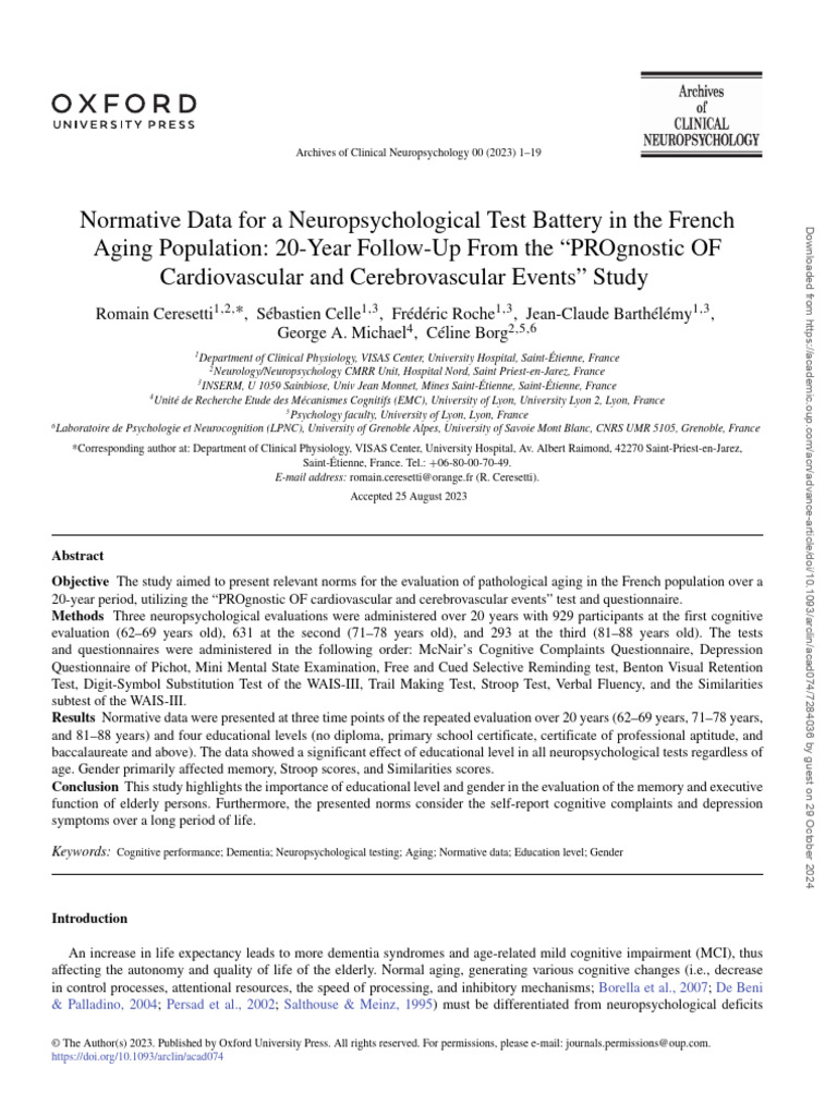 Ceresetti Et Al., 2023 | PDF | Recall (Memory) | Dementia