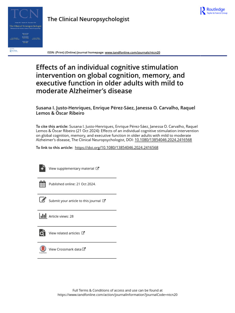 Justo-Henriques Et Al., 2024 | PDF | Dementia | Recall (Memory)