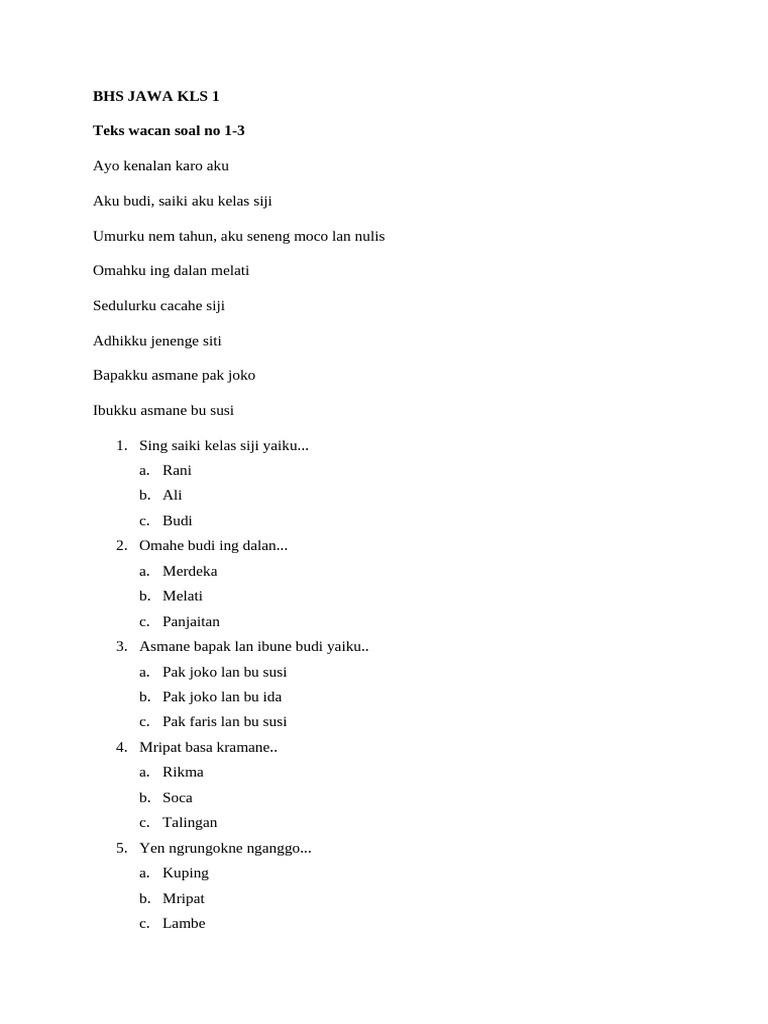 BHS Jawa KLS 1 | PDF