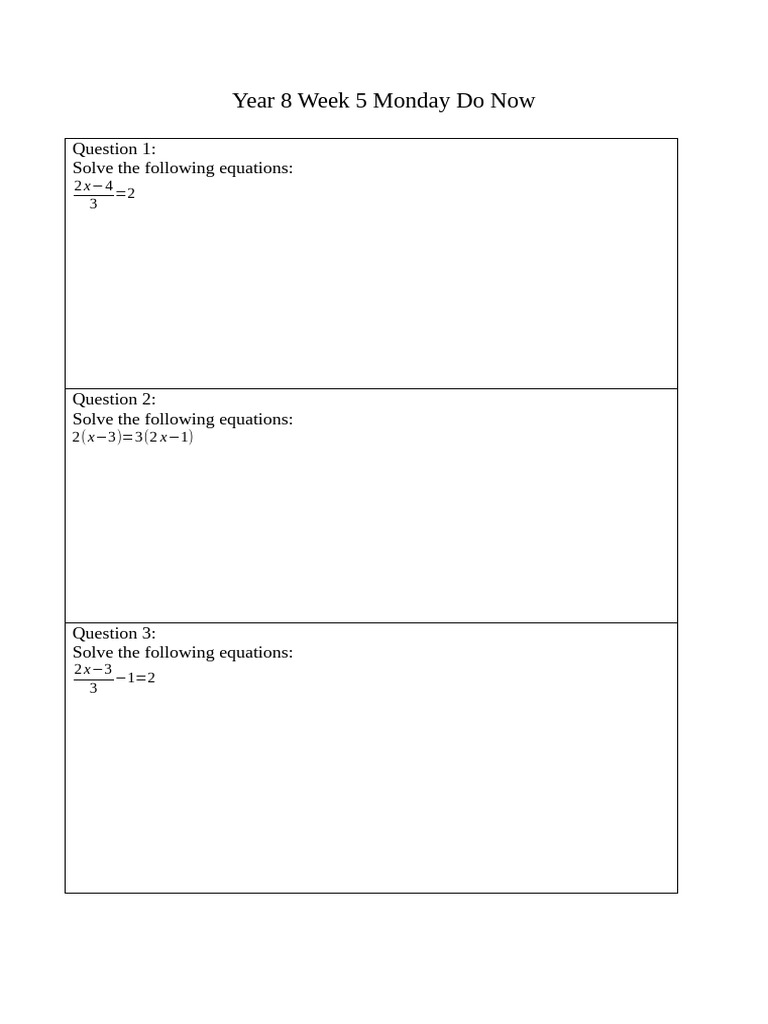 Year 8 Week 5 Monday Do NOW | PDF
