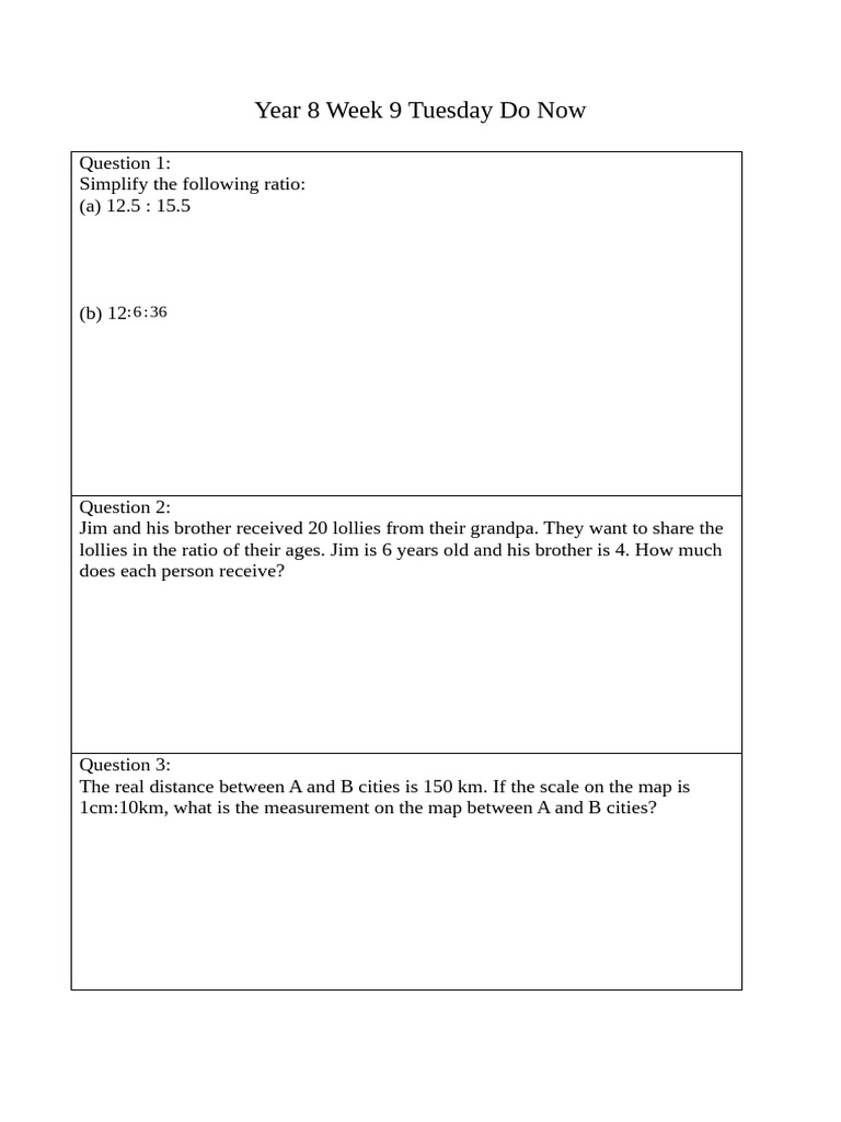 Year 8 Week 9 Tuesday Do NOW | PDF