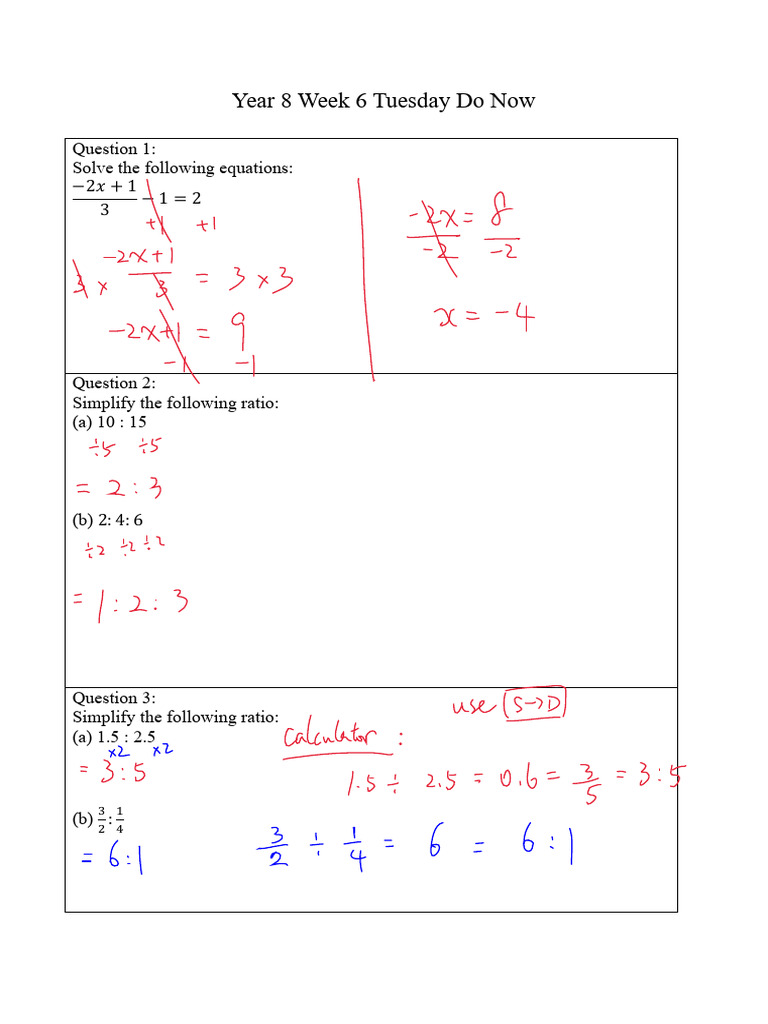 Year 8 Week 6 Tuesday Do NOW (8.05) | PDF