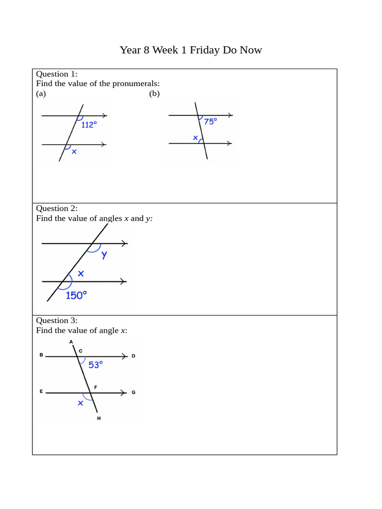 Year 8 Week 1 Friday Do NOW | PDF