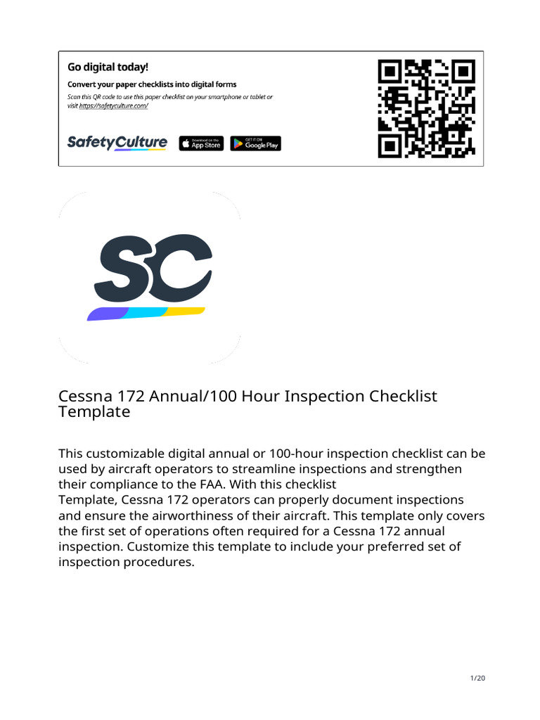 Cessna 172 Inspection Checklist | PDF | Aviation | Aircraft