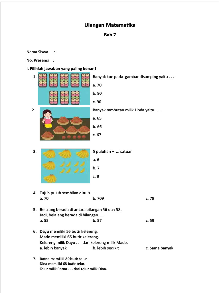 Ulangan Matema Ka Ulangan Matema Ka: Bab 7 Bab 7 | PDF