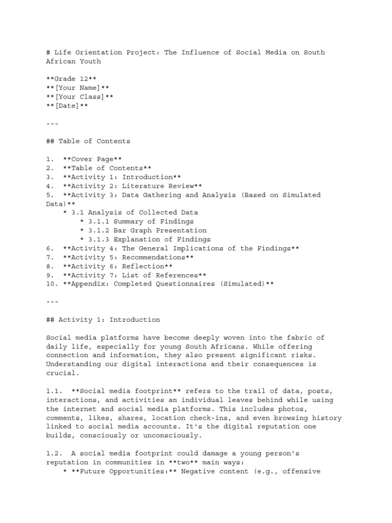 Life Orientation Project - Social Media Influence | PDF | Defamation ...
