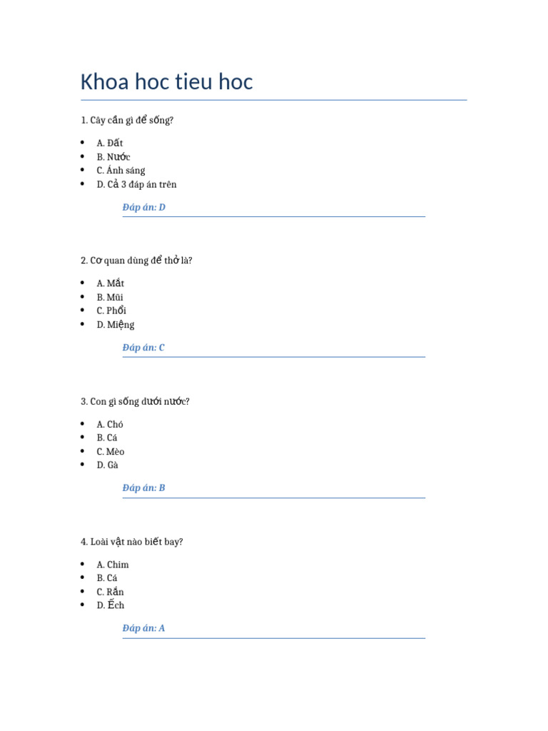 Khoa Hoc Tieu Hoc | PDF