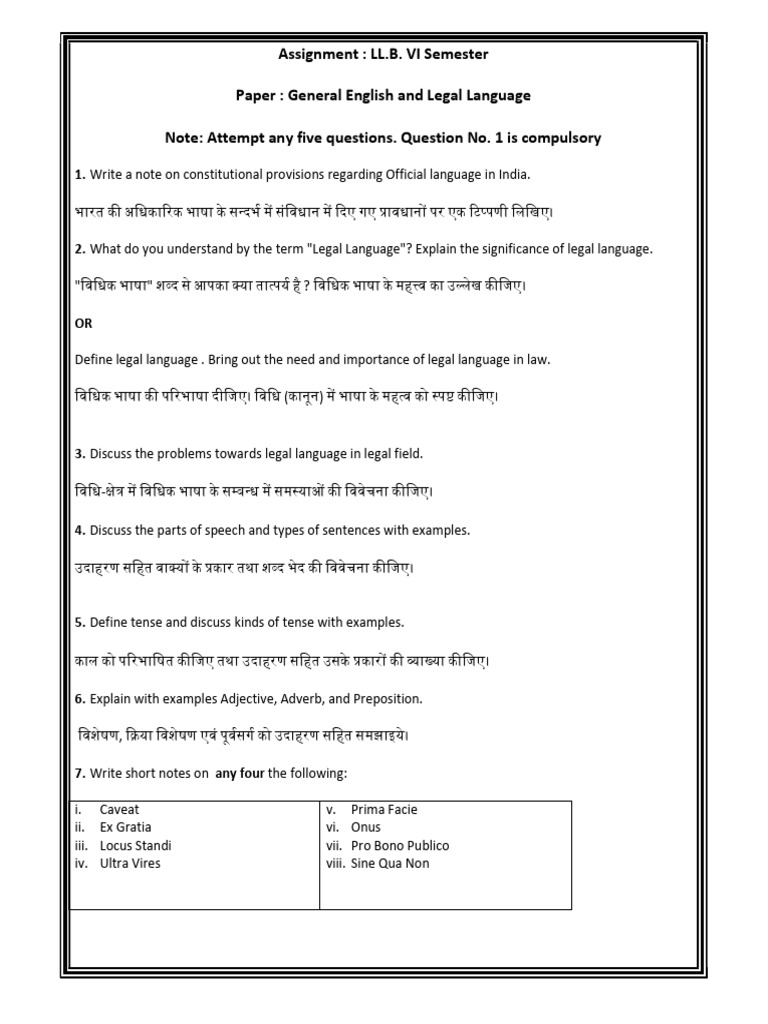 Assignment Questions On Genaral English | PDF