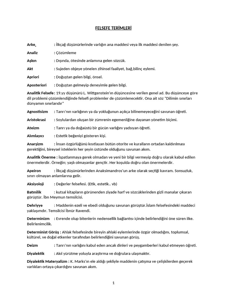 Felsefe Terimler | PDF