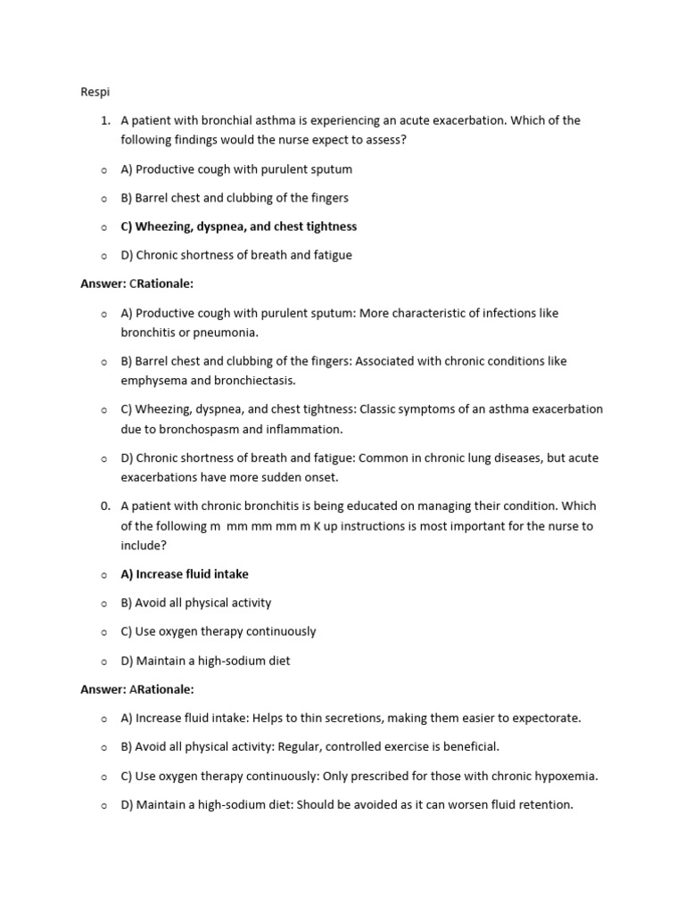 Pract Ques | PDF | Chronic Obstructive Pulmonary Disease | Bronchitis