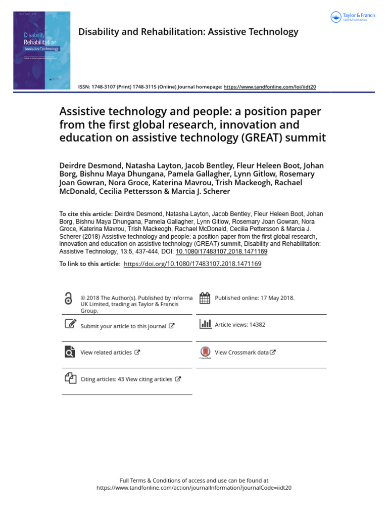 Position Paper on Assistive Technology | PDF | Disability | Empowerment