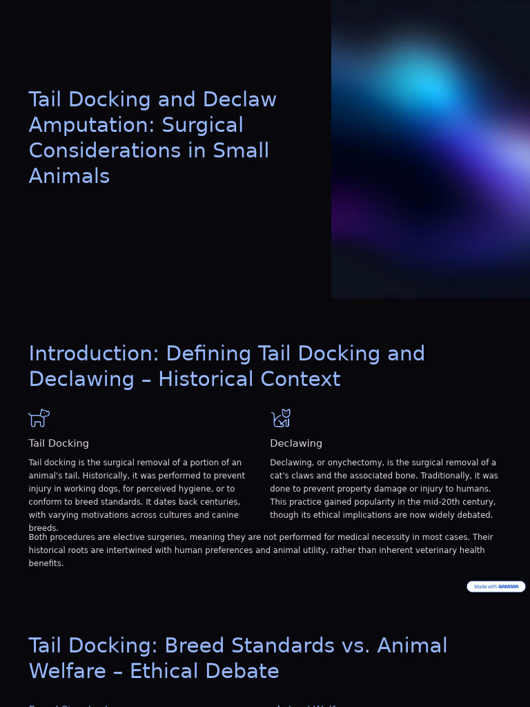 Tail Docking and Declaw Amputation Surgical Considerations in Small ...