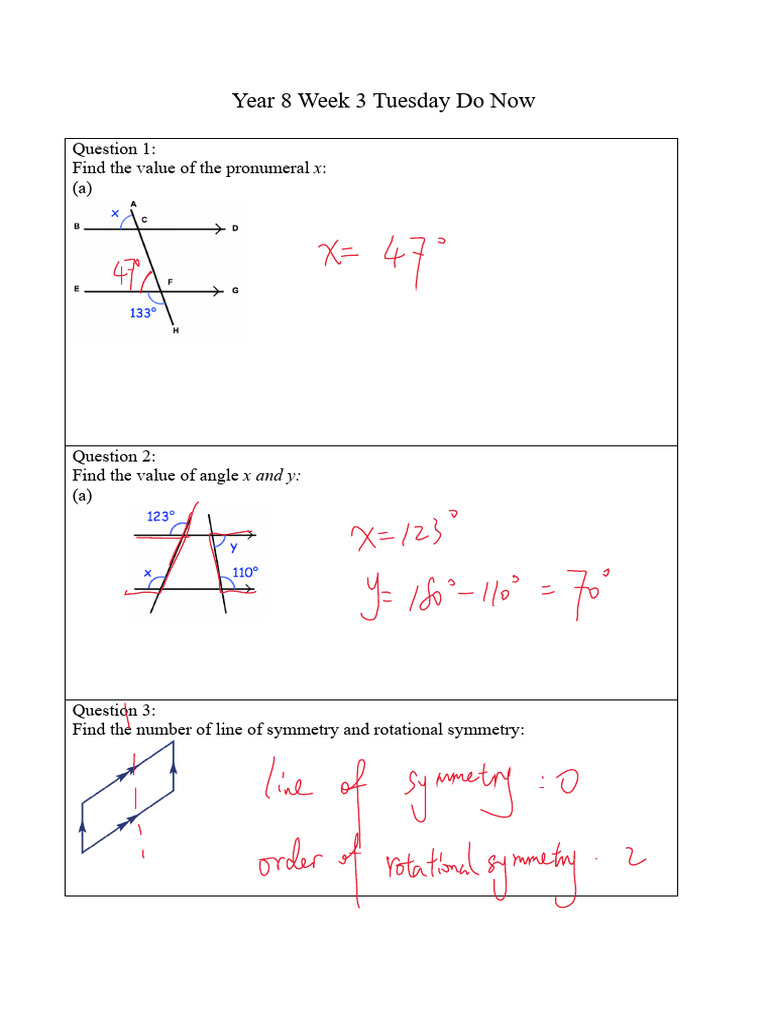 Year 8 Week 3 Tuesday Do NOW (8.11) | PDF