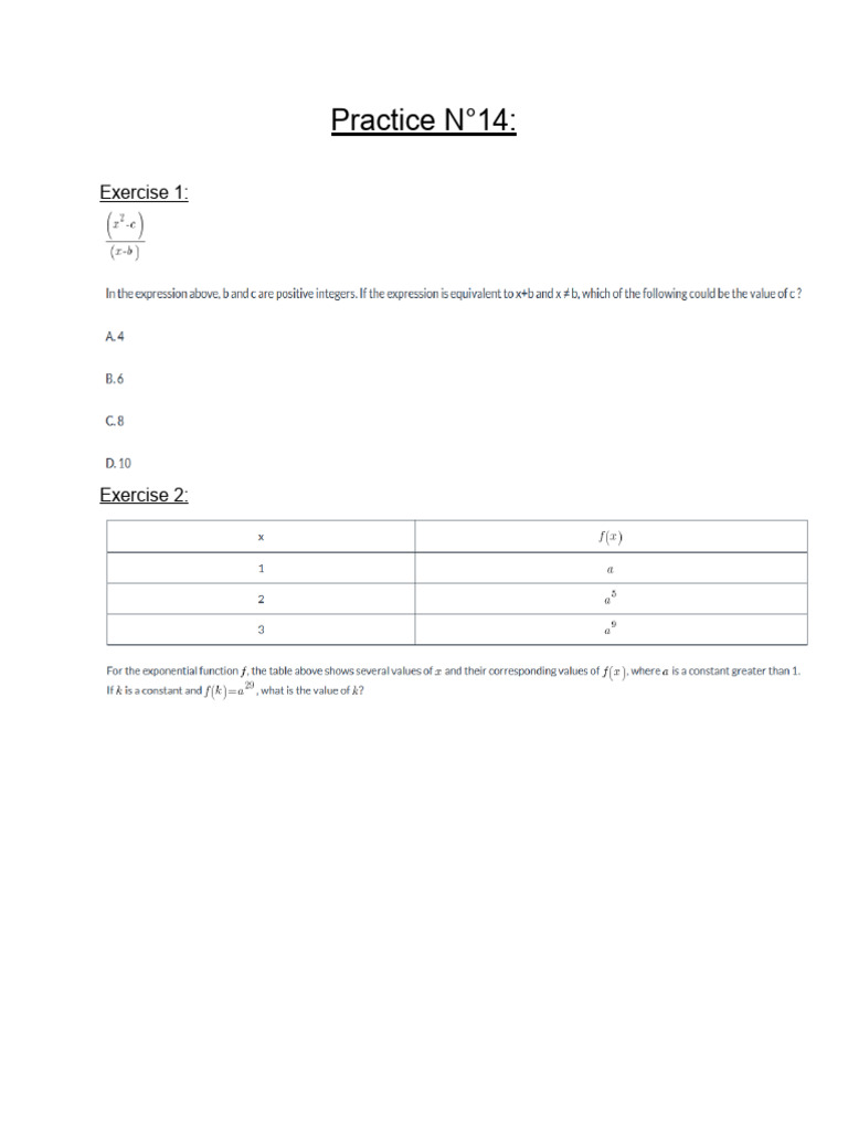 SAT Maths Advanced Practice WEEK 2 NOV | PDF
