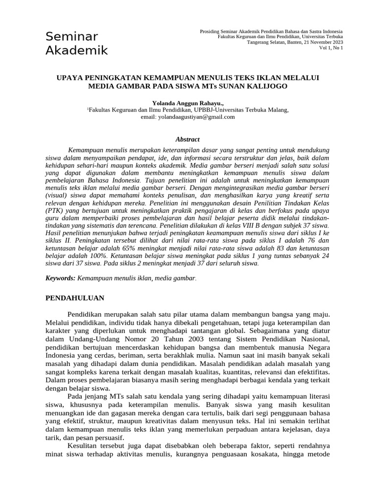 Prosiding PBIN Bu Yolanda | PDF