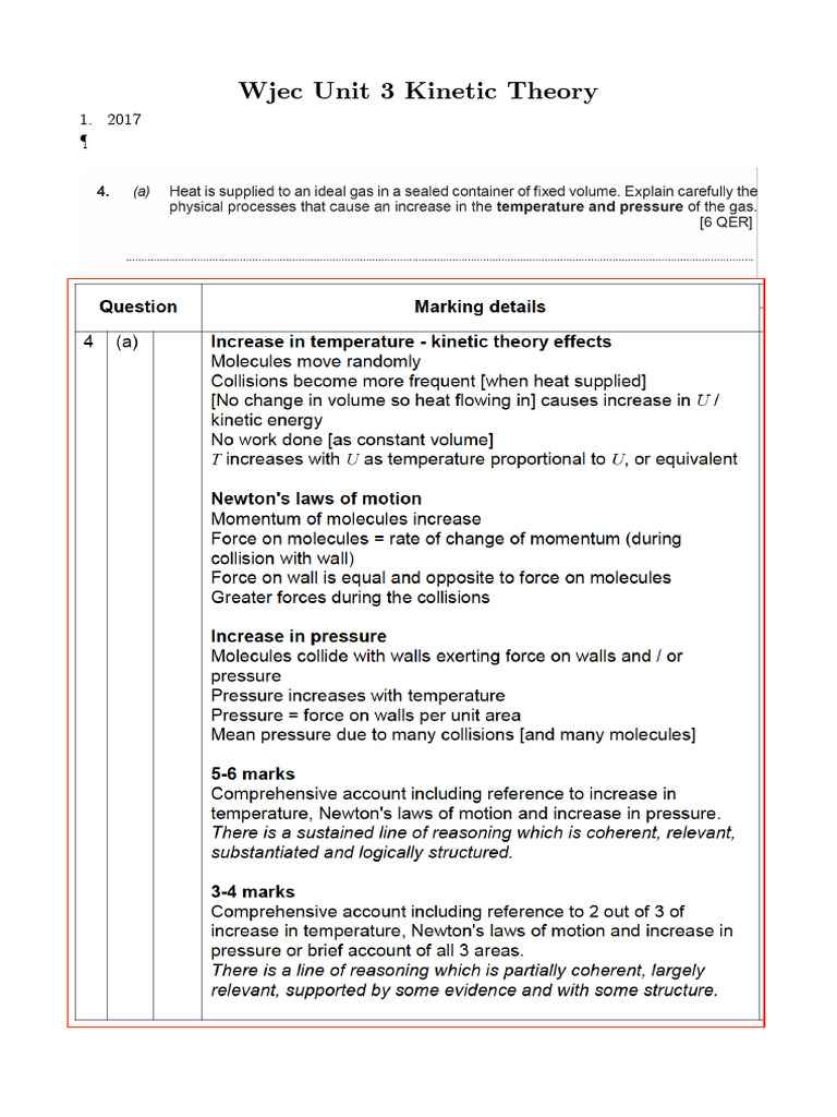 Wjec Phy KineticTheory Sol | PDF