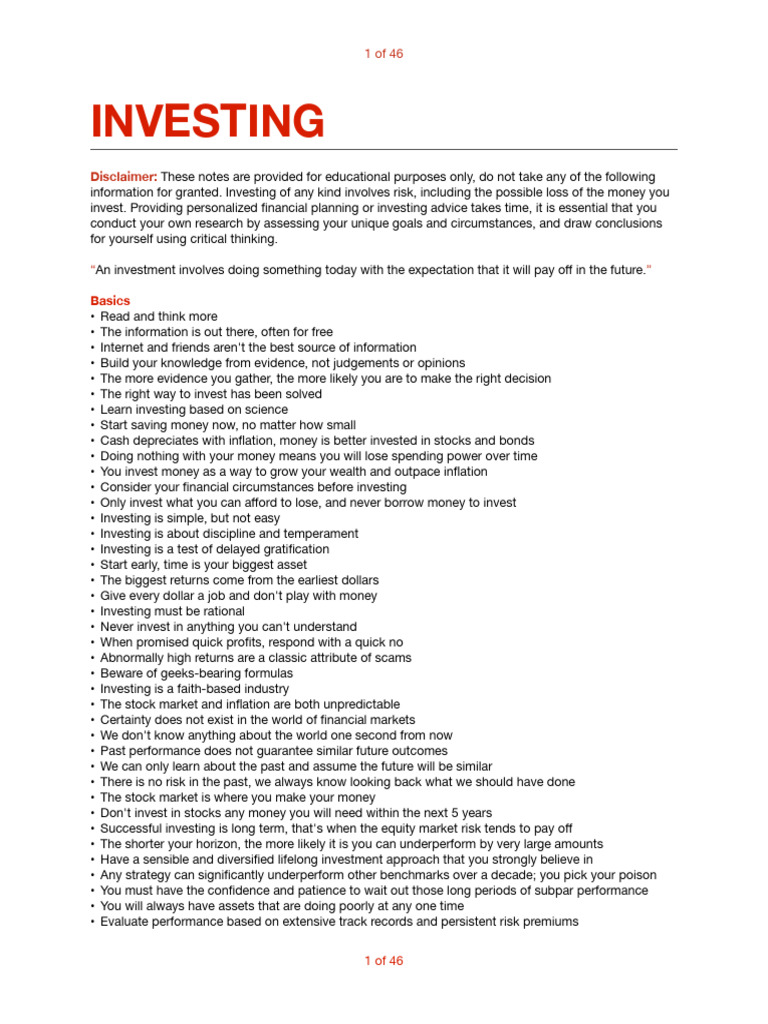 Essential Investing Principles Explained | PDF | Cost Of Living | Bonds ...