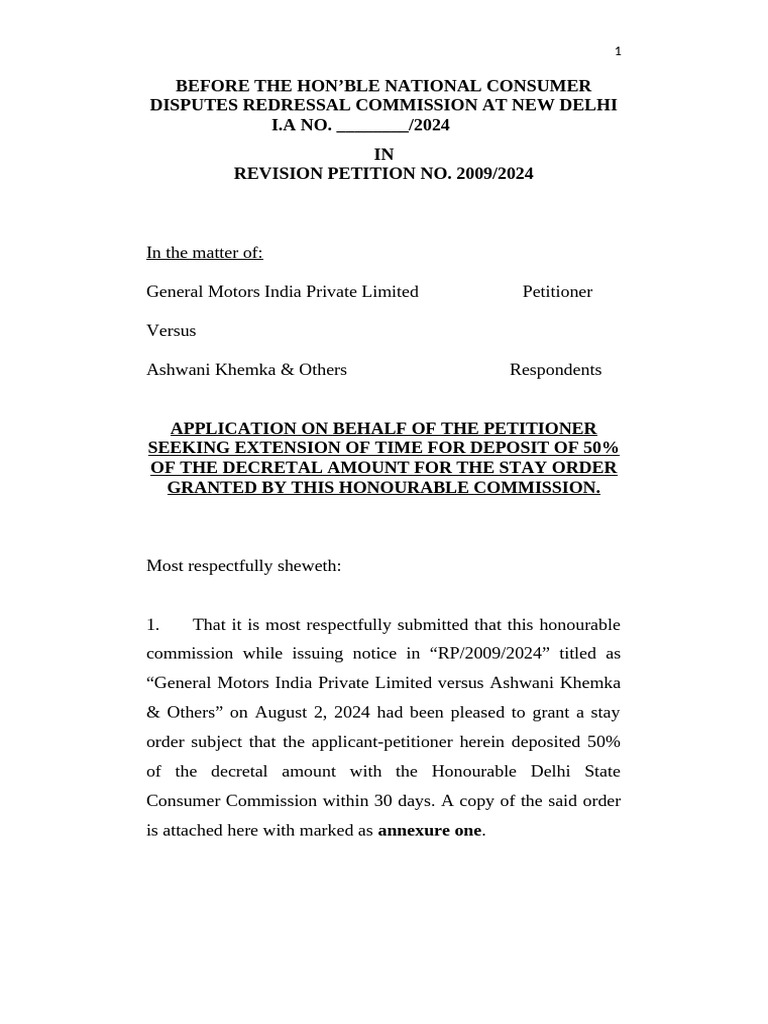 Ashwani Khemka - Extension of Time For Deposit of FD Receipt | PDF ...