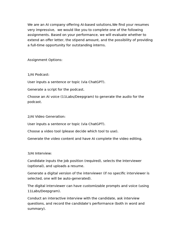 Assignment Choices | PDF