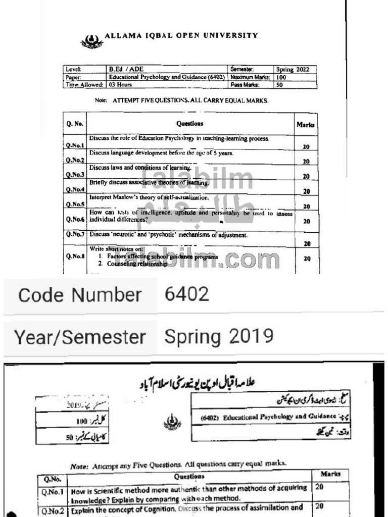 6402 Past Papers | PDF