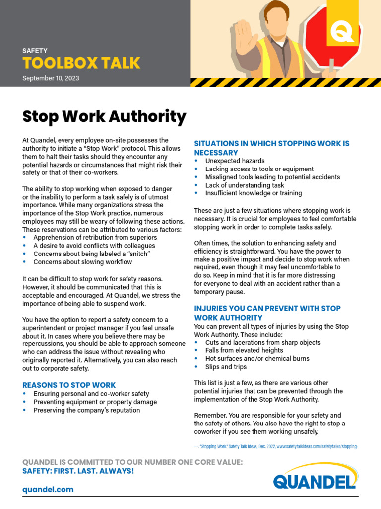 9 10 23 Stop Work Authority | PDF | Safety | Occupational Safety And Health