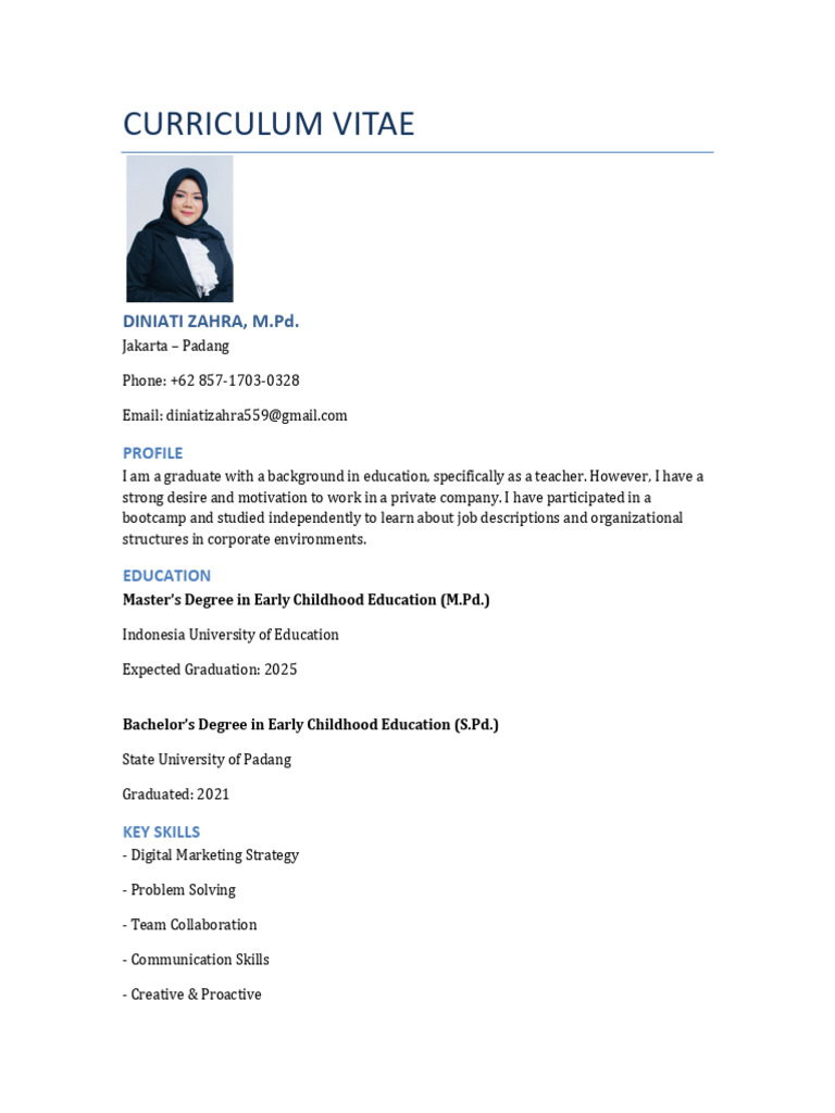 Diniati Zahra CV English | PDF