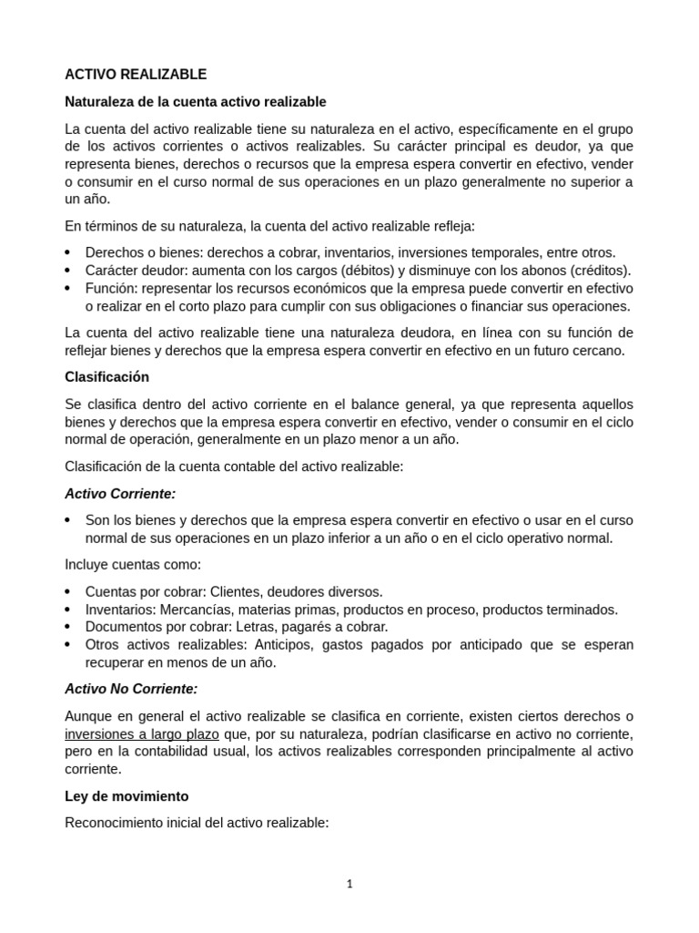 Activo Realizable | PDF | Contabilidad | Economía Financiera