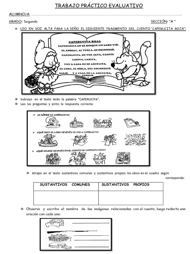 Evaluación de Lectura: Caperucita Roja | PDF