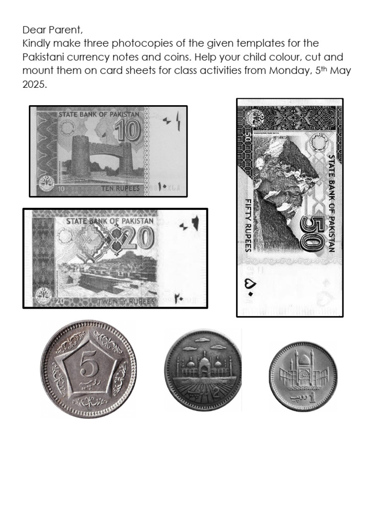 Currency Activity Templates for Kids | PDF
