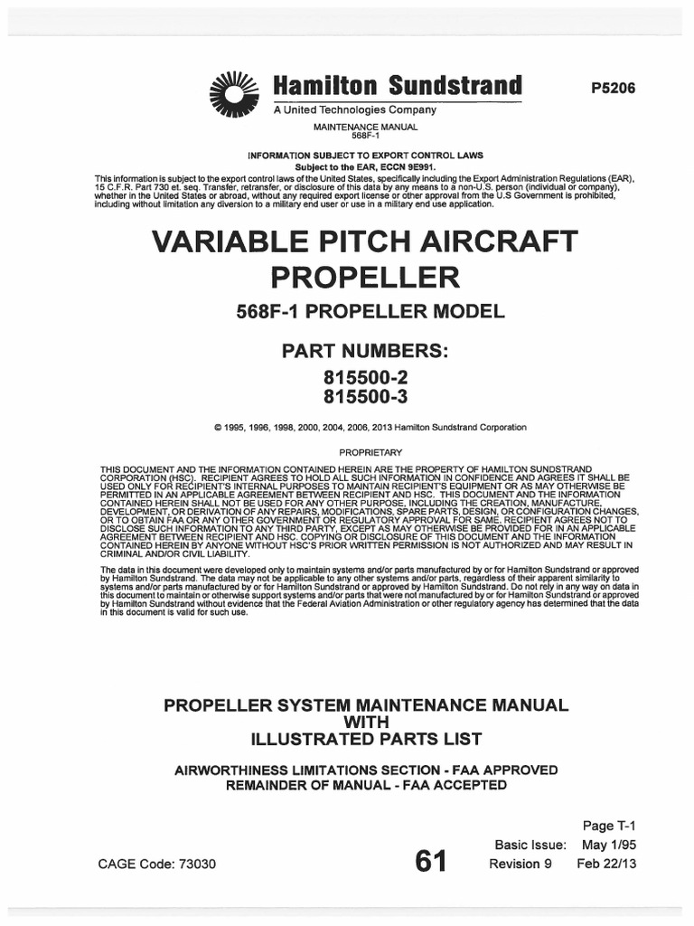 568F-1 Propeller Maintenance Manual | PDF | Federal Aviation Administration